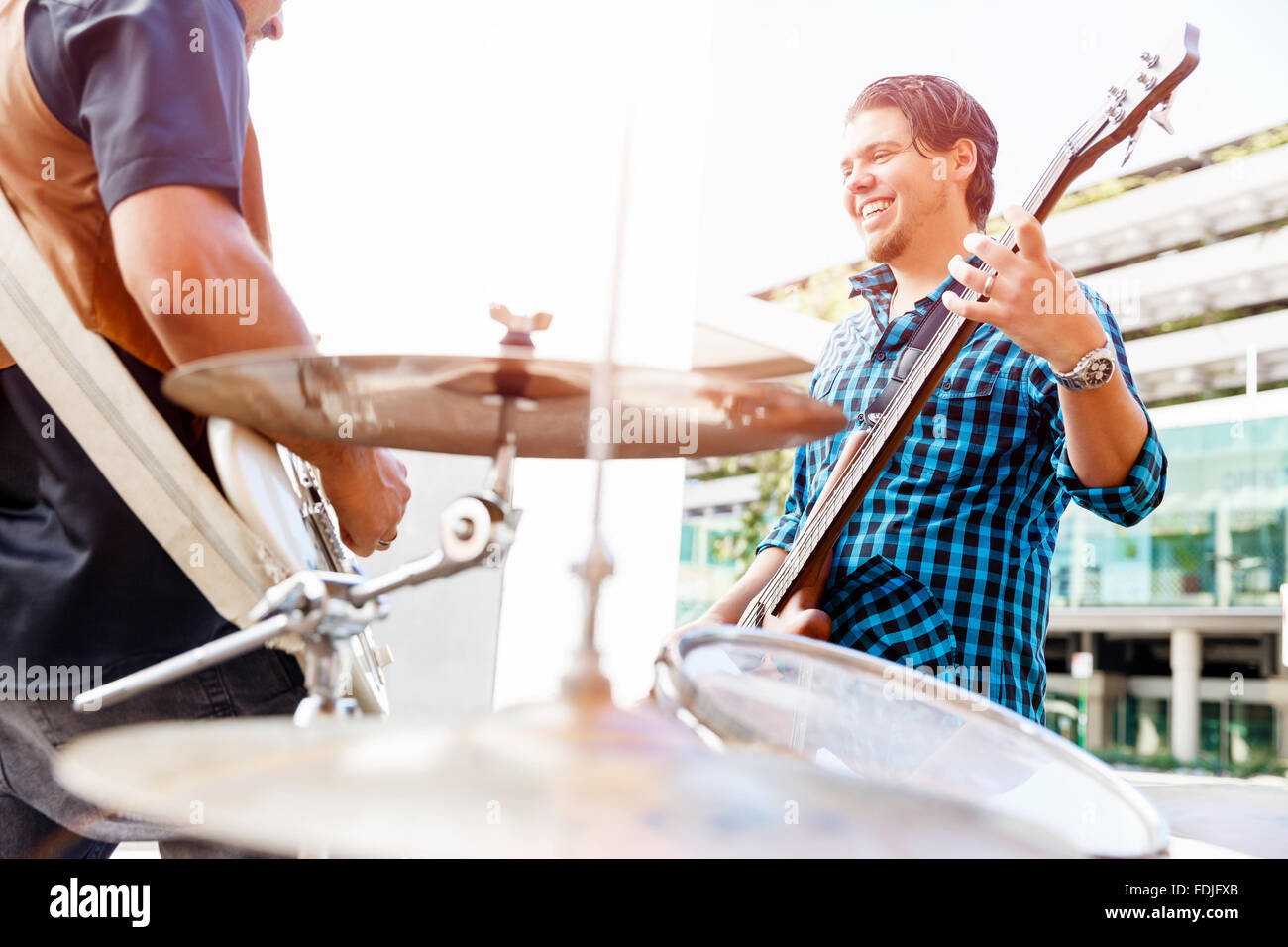 Band of musicians playing in the street Stock Photo - Alamy