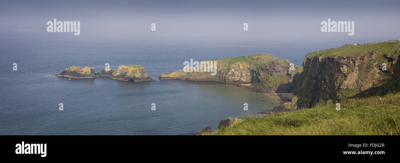 Panoramic view of the coastal scenery at Carrick-a-Rede, Co. Antrim ...