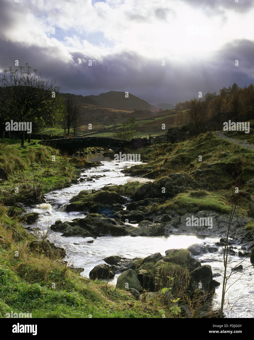 Rainclouds and a stream at Watendlath, on the east flanks of Borrowdale ...
