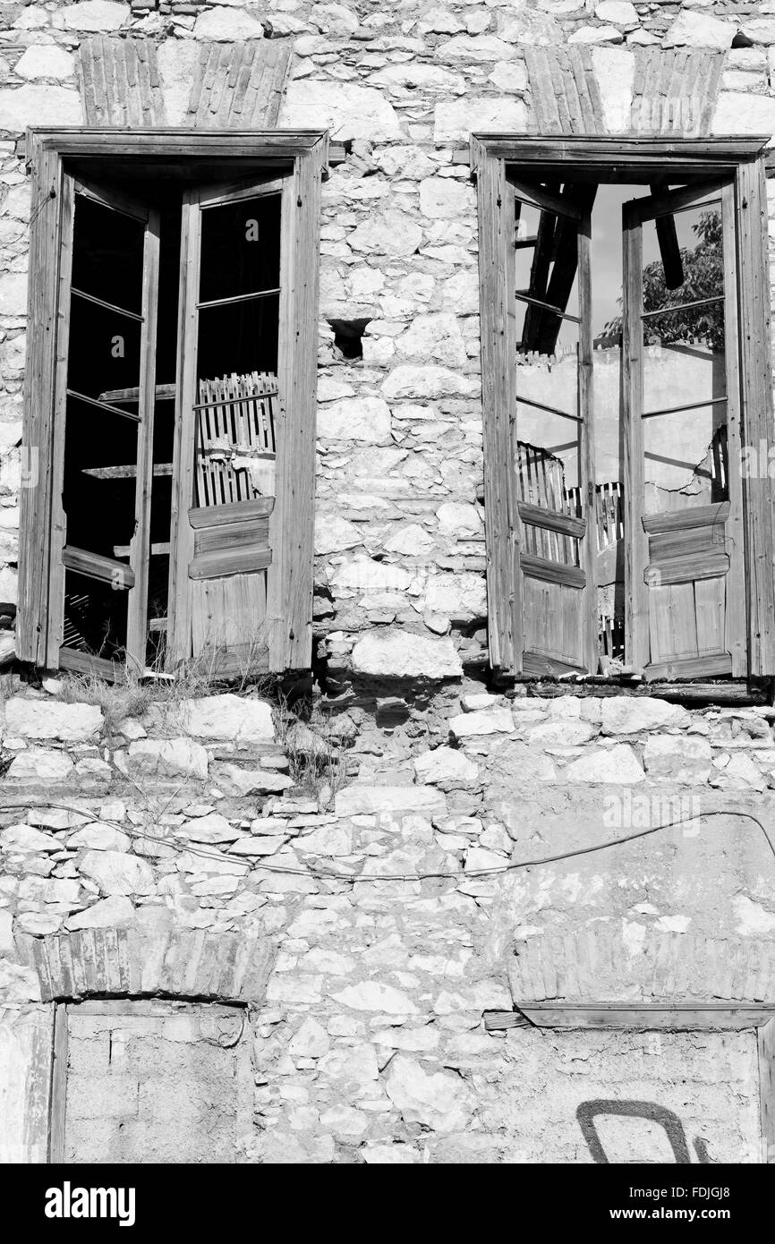 in the greece island window and door white colors old architecture ...