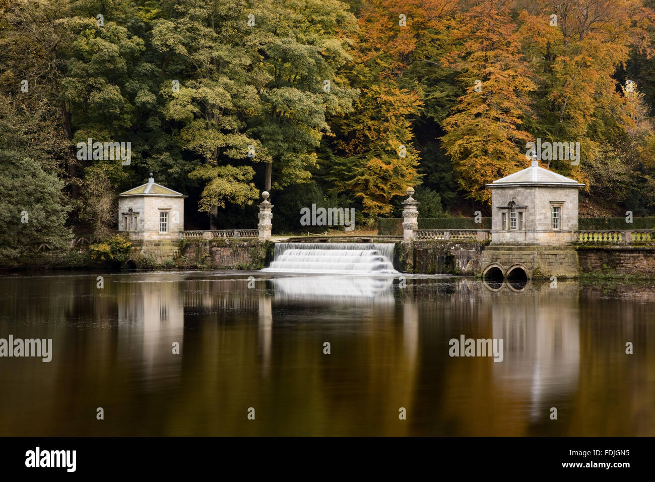 View of The Cascade (first started 1716-1730) into the Lake, showing ...