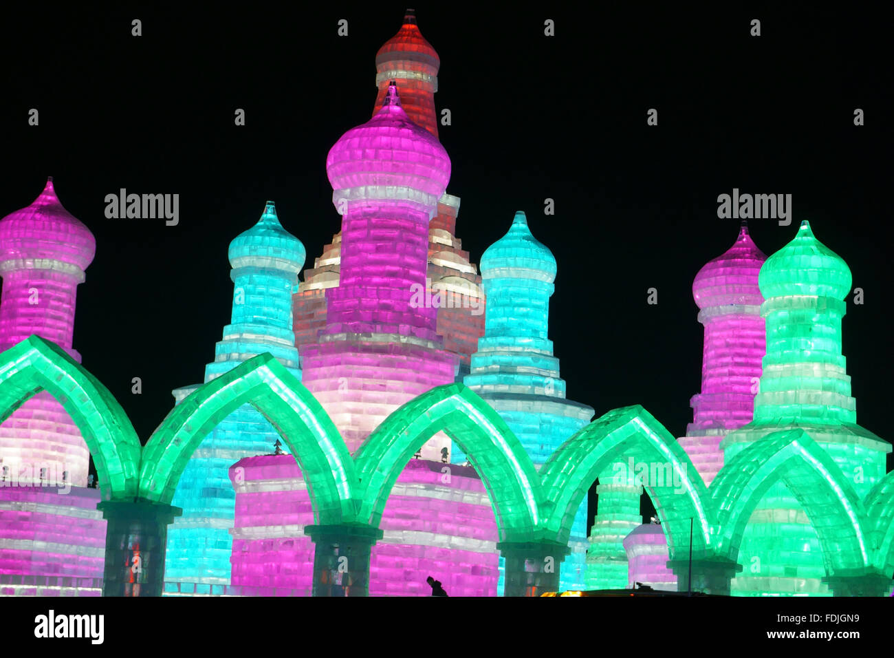 night scene of ice carving Stock Photo - Alamy