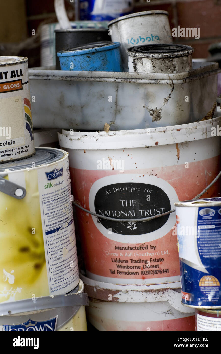 Paint tins, plastics and oils, collected for recycling at Petworth ...