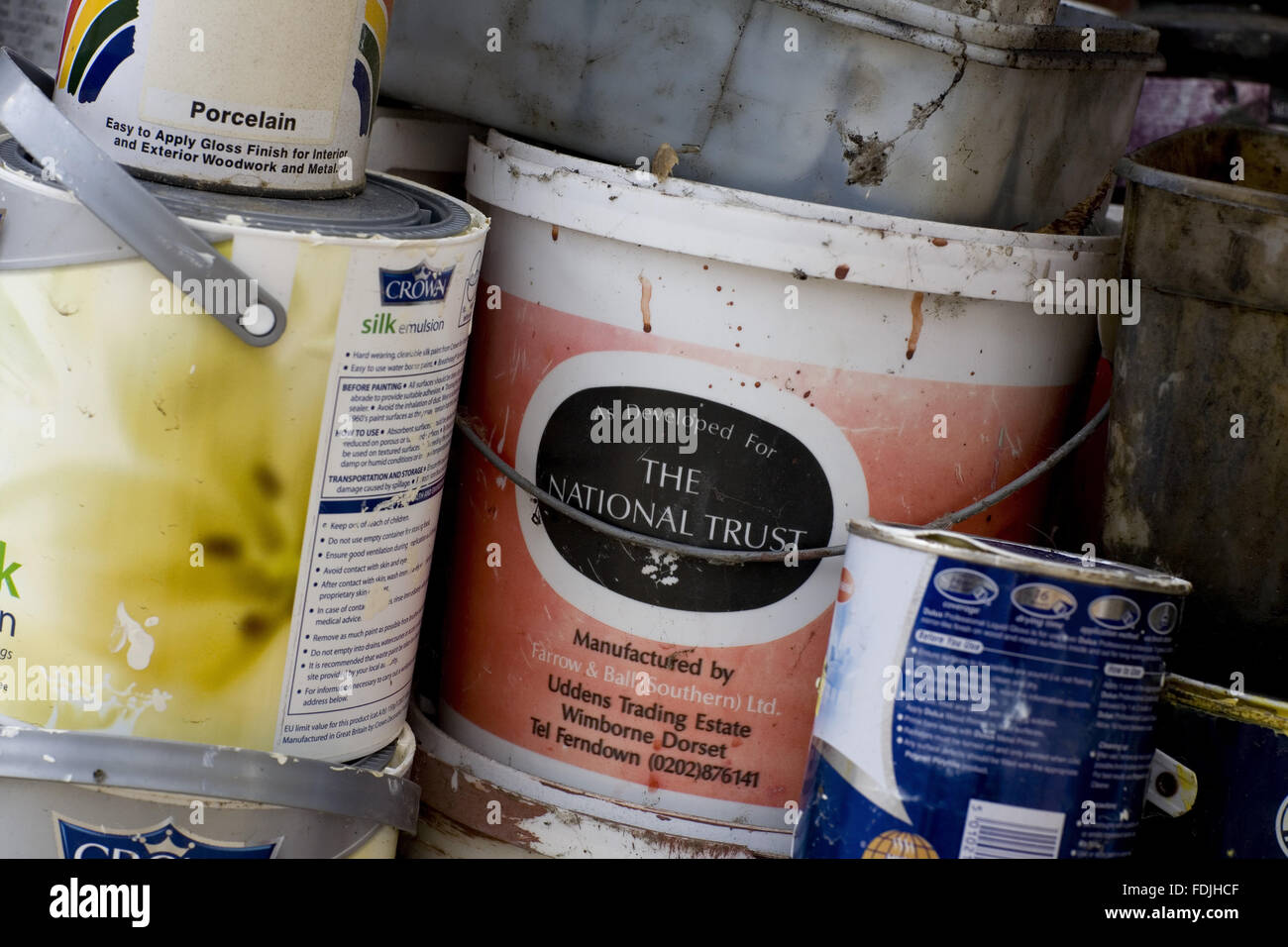 Paint tins, plastics and oils, collected for recycling at Petworth ...