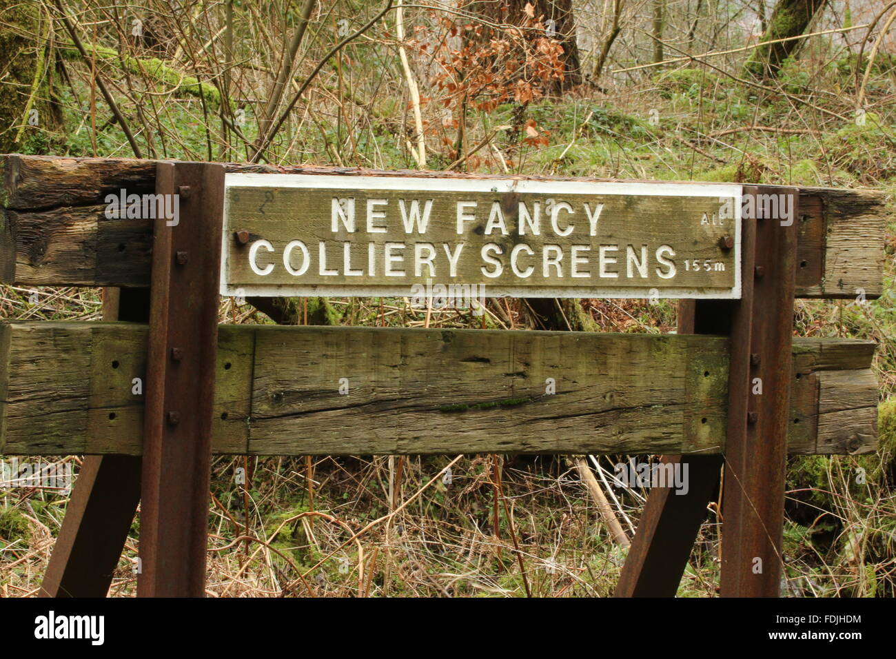 Cycle path signs in the Forest of Dean,New Fancy Colliery Screens Stock ...