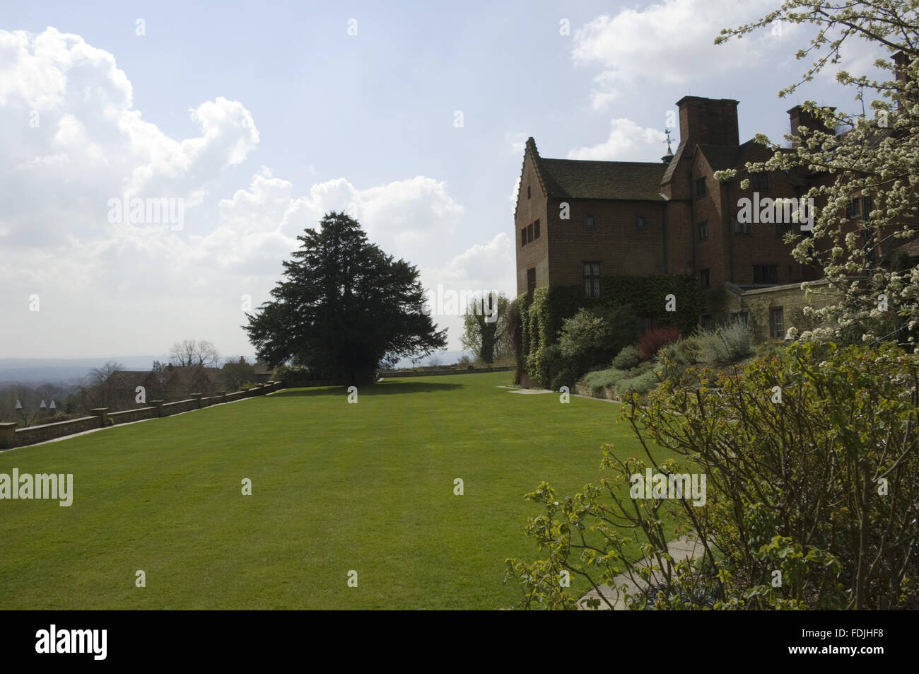 A view along the terraced lawn towards the house at Chartwell, Kent ...