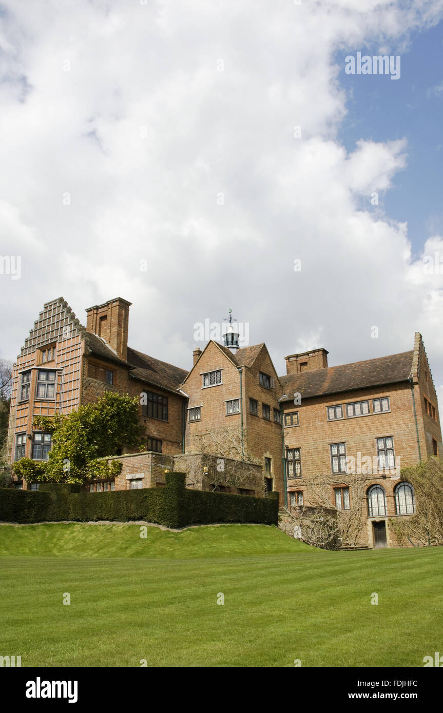 The garden front at Chartwell, Kent with neatly mown lawn in the ...