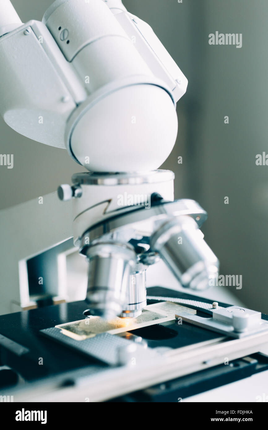 Microscope in Laboratory Stock Photo - Alamy