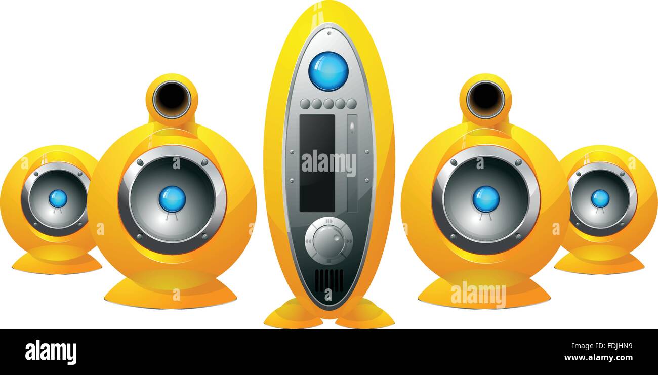 Hi-Fi yellow speakers system Stock Vector Image & Art - Alamy