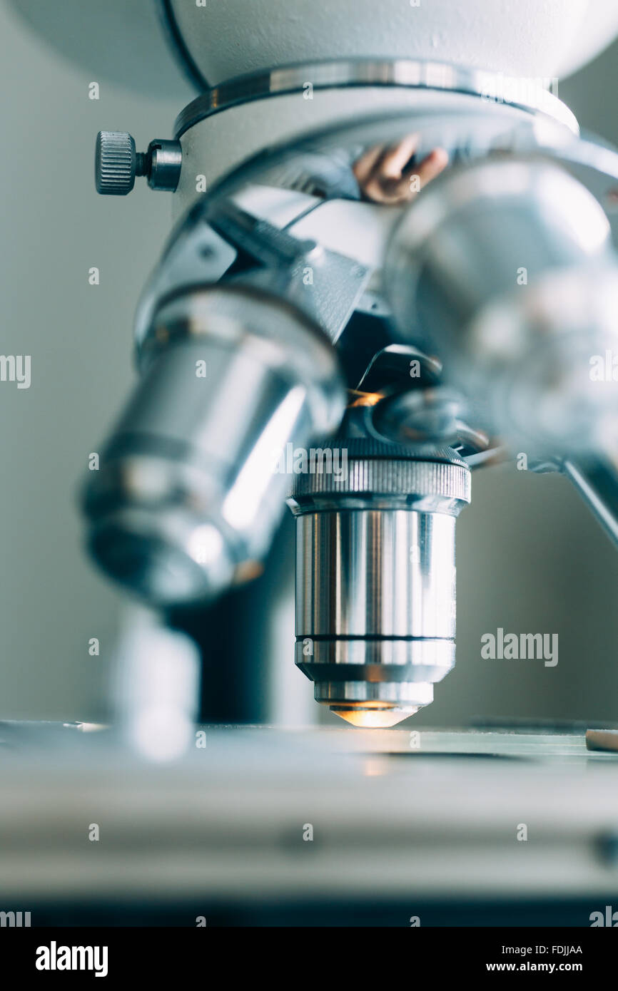 Microscope in Laboratory Stock Photo - Alamy