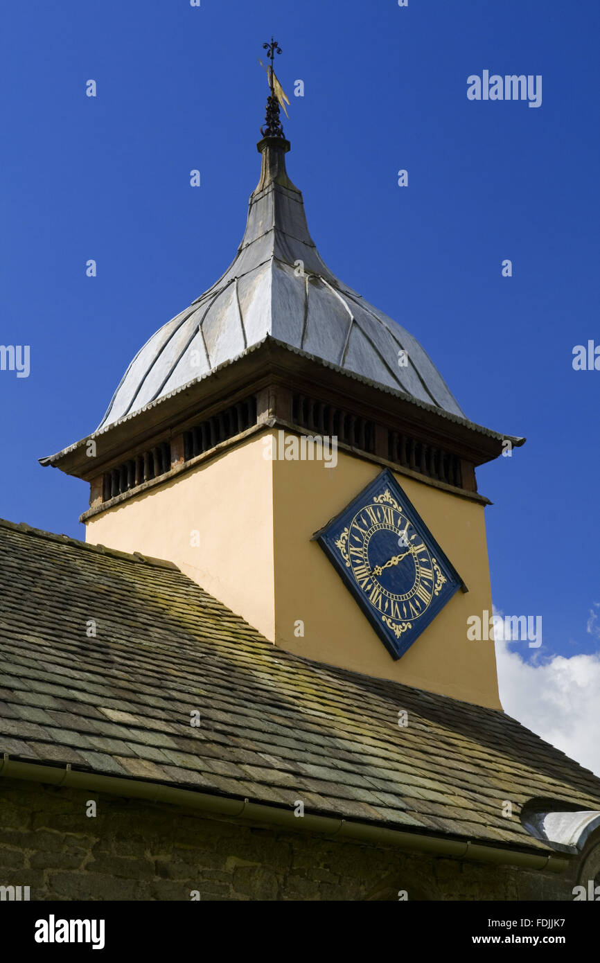 Close view of the leaded ogee cupola with a weathervane atop the bell ...