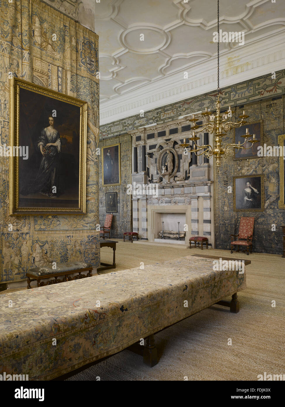 The Long Gallery, viewed from the north alcove towards the fireplace ...