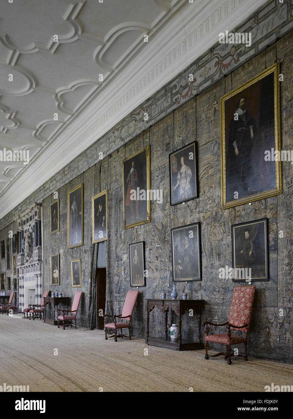 The Long Gallery at Hardwick Hall, Derbyshire. The room is 162 feet ...