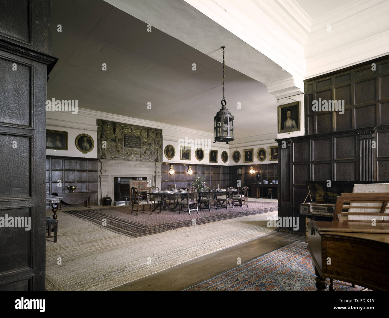 The Dining Room with the Elizabethan overmantel of 1597 at Hardwick ...