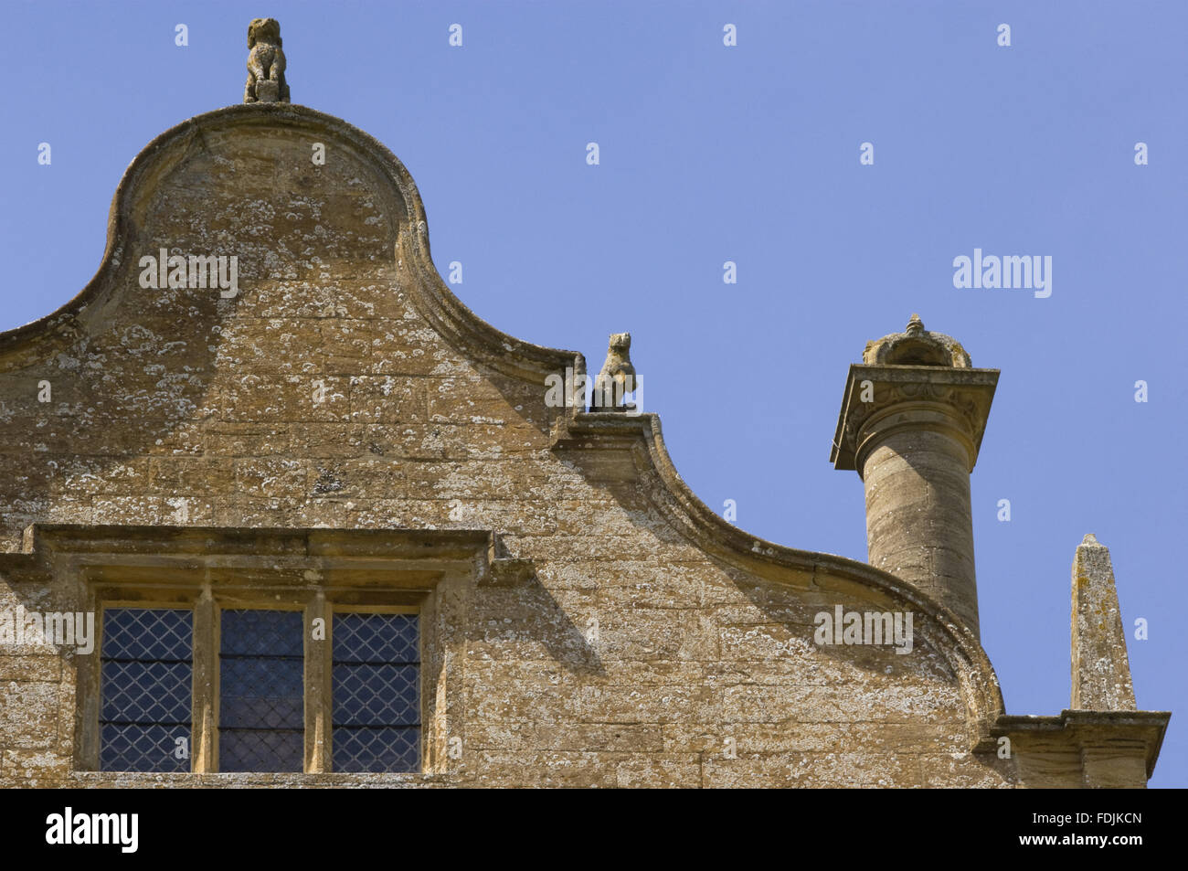 Detail of the Flemish or Dutch type gable at Montacute House, Somerset ...
