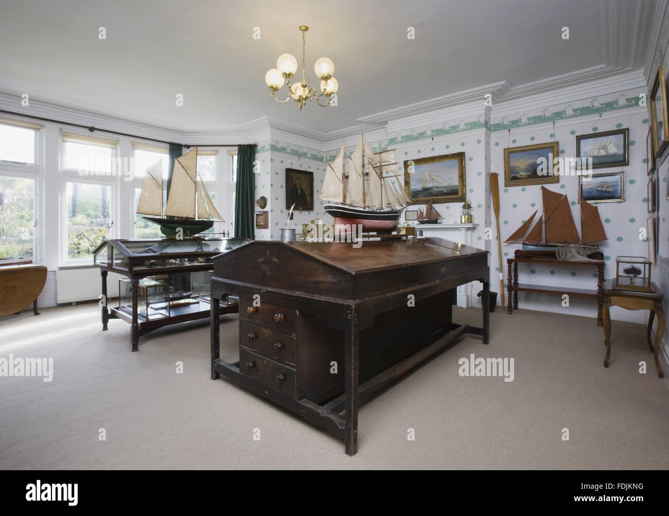 Model ships and nautically-themed paintings in the Maritime Room at ...
