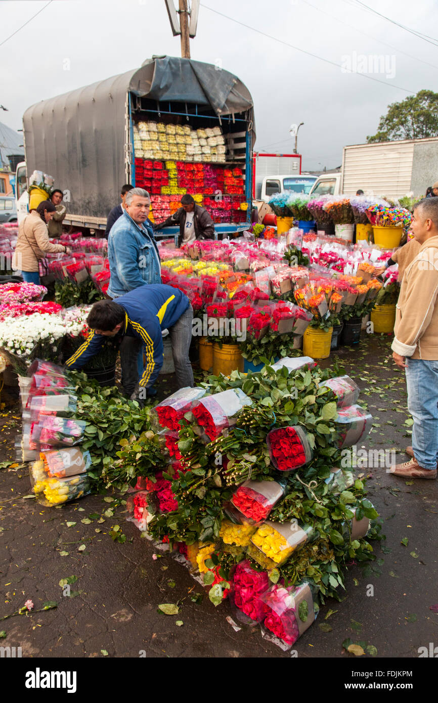 Flowers at Paloquemao farmers flower market in Bogota, Colombia, South ...