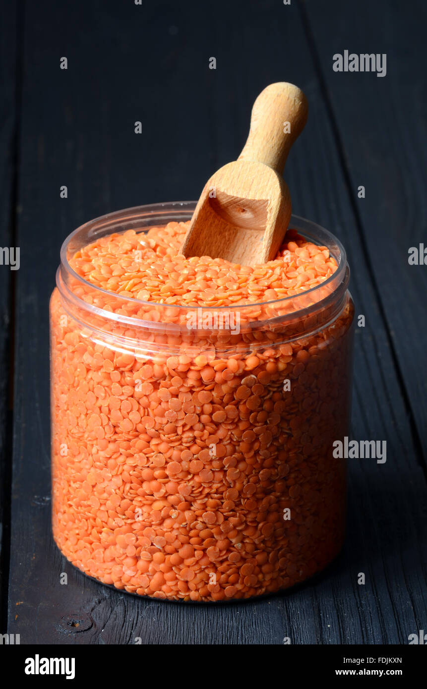 Dry Organic Red Lentils close up shot Stock Photo - Alamy