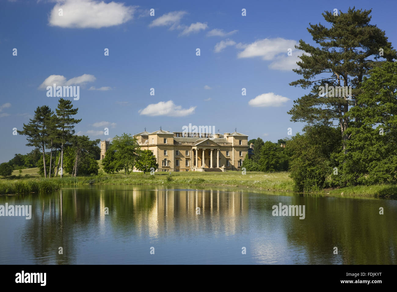 The south front of the house seen across the lake at Croome Park ...