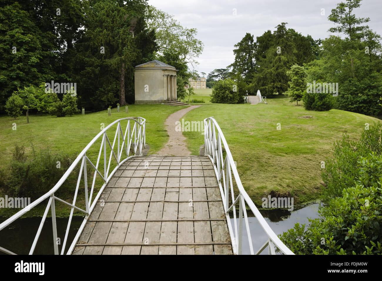 The Island Pavilion and bridges with Croome Court in the distance at ...