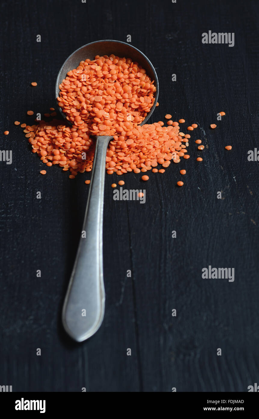 Dry Organic Red Lentils close up shot Stock Photo - Alamy