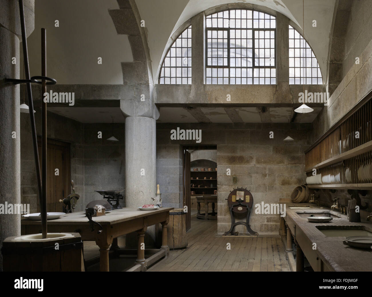 The Scullery at Castle Drogo, Devon. The washing up was done here in ...