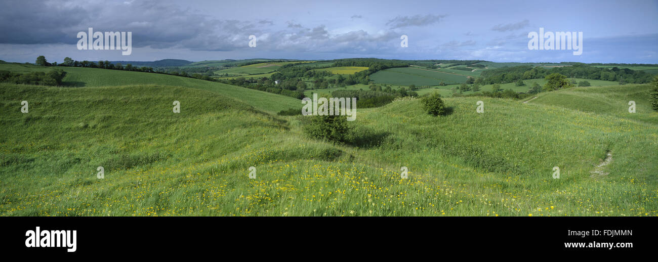 Panoramic view from Hod Hill, an Iron Age hill fort near Blandford ...