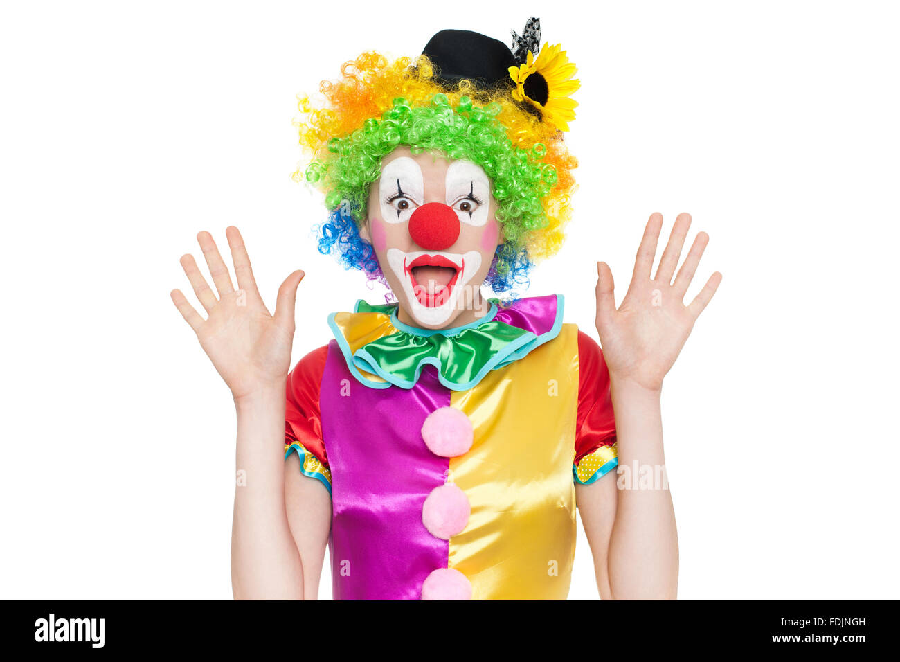 Beautiful young woman as clown - colorful portrait Stock Photo - Alamy
