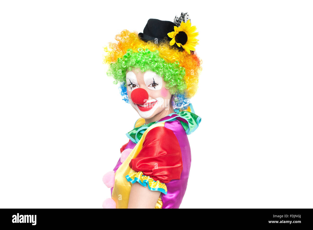Beautiful young woman as clown - colorful portrait Stock Photo - Alamy