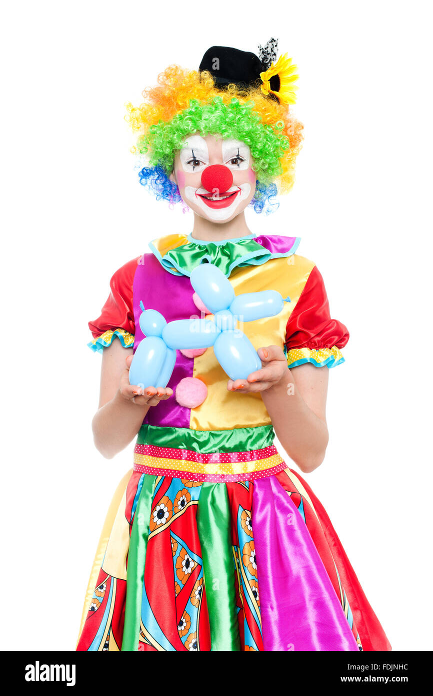 Beautiful young woman as clown - colorful portrait Stock Photo - Alamy