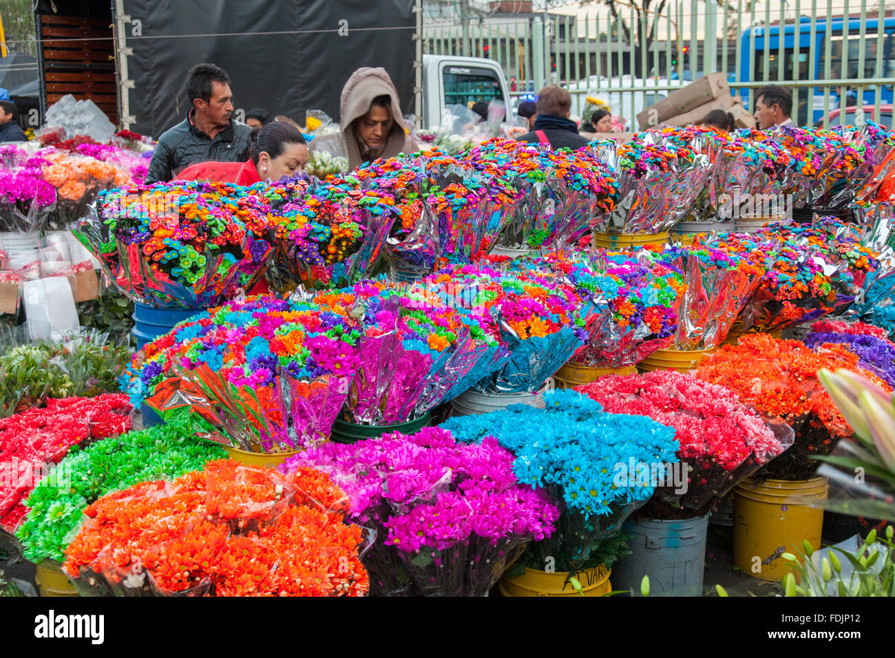 Flowers at Paloquemao farmers flower market in Bogota, Colombia, South ...