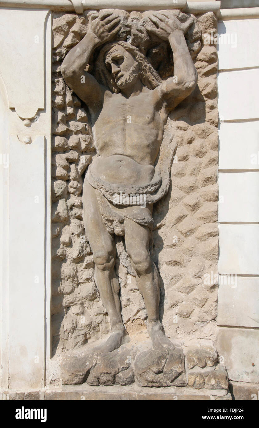 Decoration of facades - Hercules, Ploskovice castle Stock Photo - Alamy