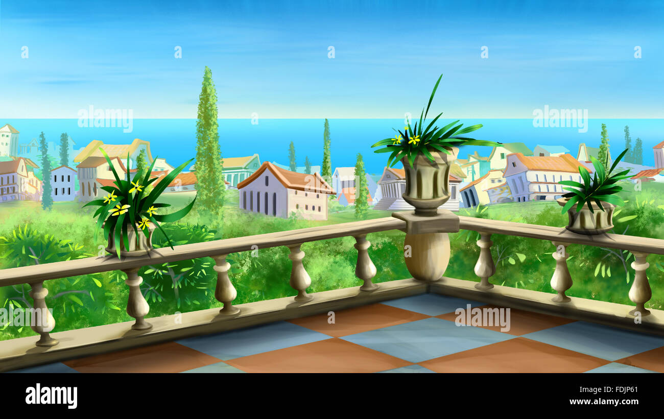 Sea View from the Terrace Stock Photo - Alamy