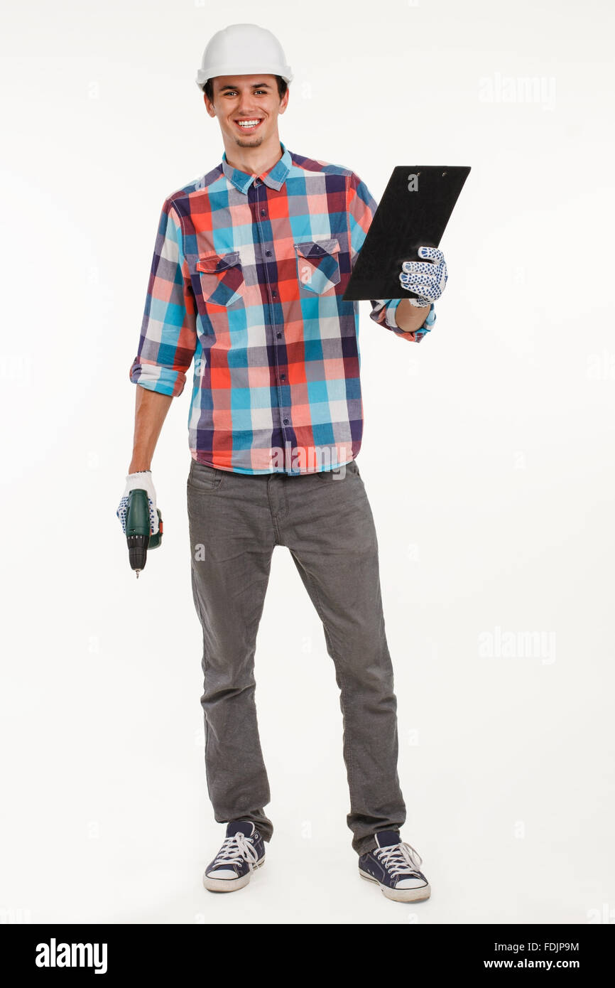 Builder with drill hi-res stock photography and images - Alamy