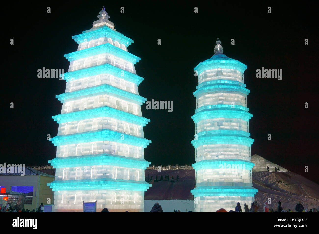 night scene of ice carving Stock Photo - Alamy