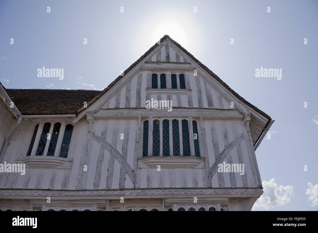 Upper floor and gable details at the Guildhall of Corpus Christi in the ...