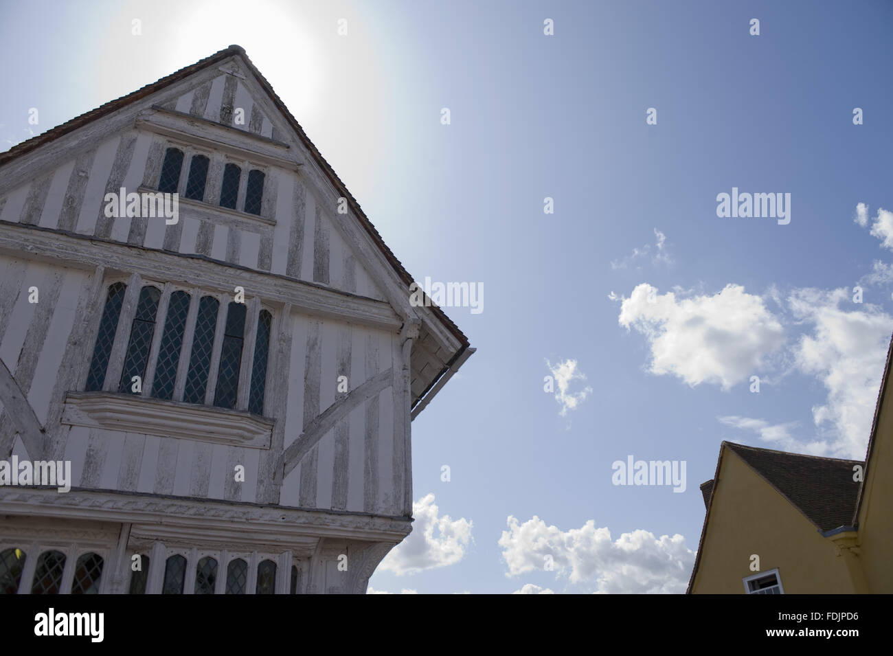 Upper floor and gable details at the Guildhall of Corpus Christi in the ...