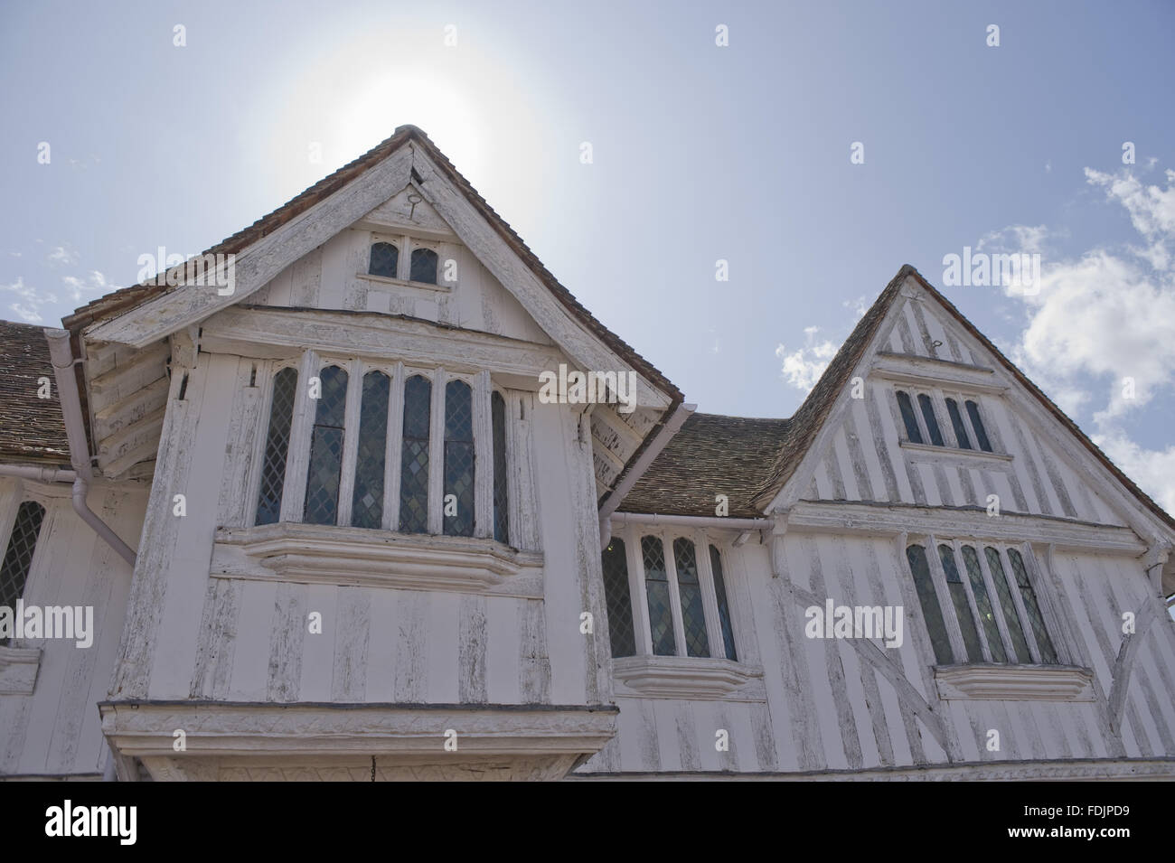Upper floor and gable details at the Guildhall of Corpus Christi in the ...