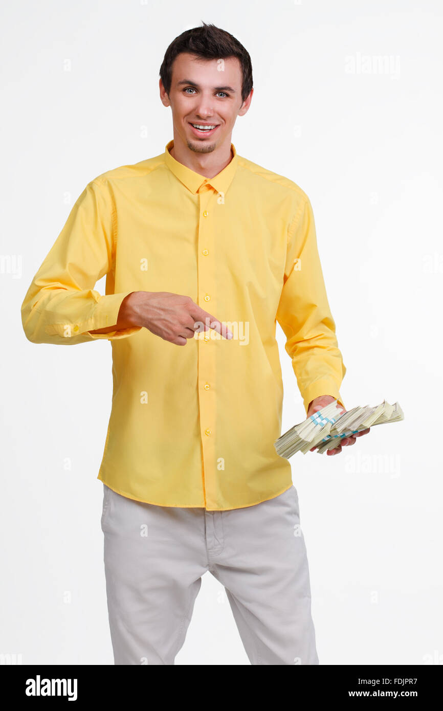 Portrait businessman holding pile hi-res stock photography and images ...