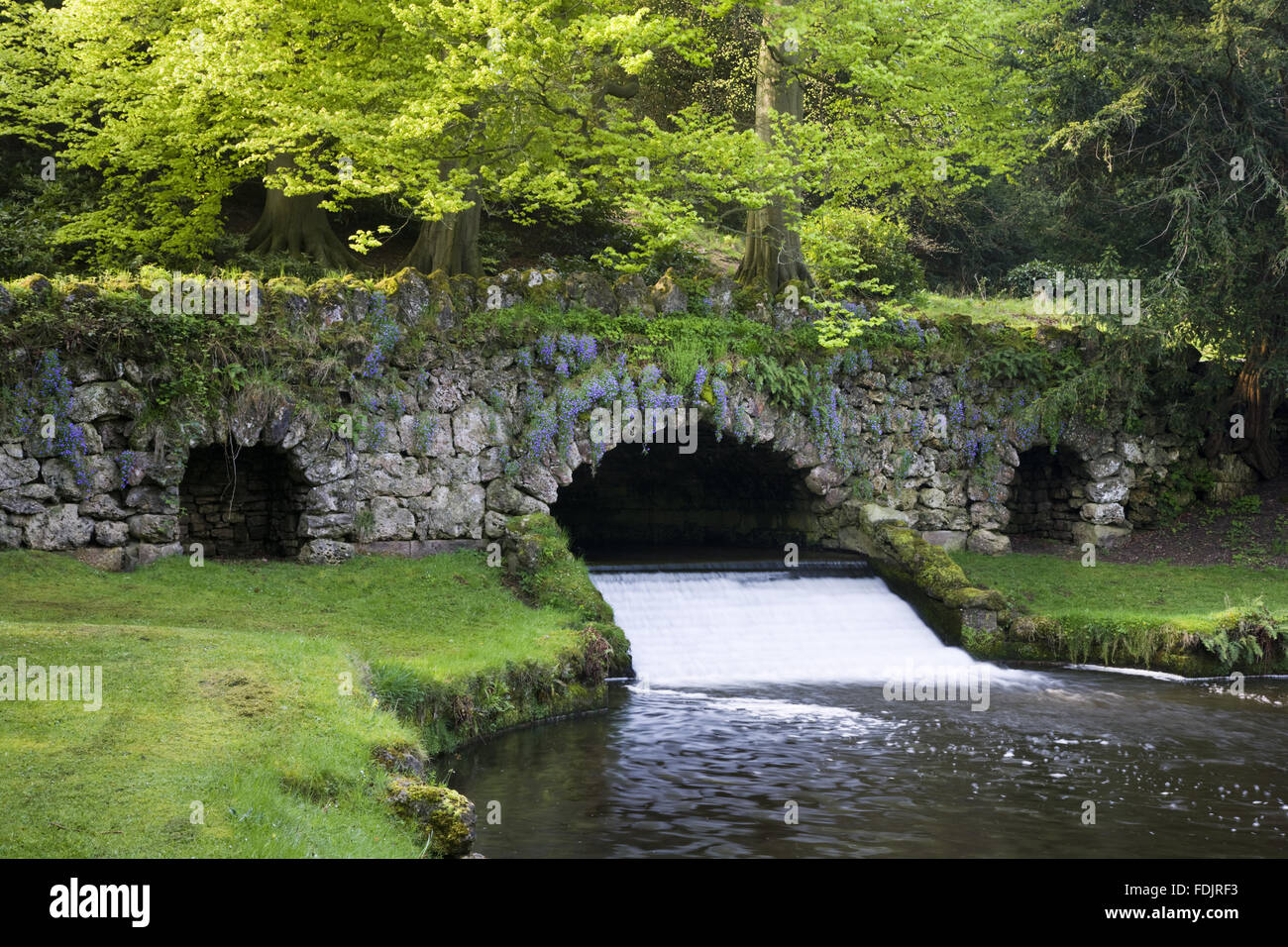The Rustic Bridge over the River Skell at Studley Royal Water Garden ...
