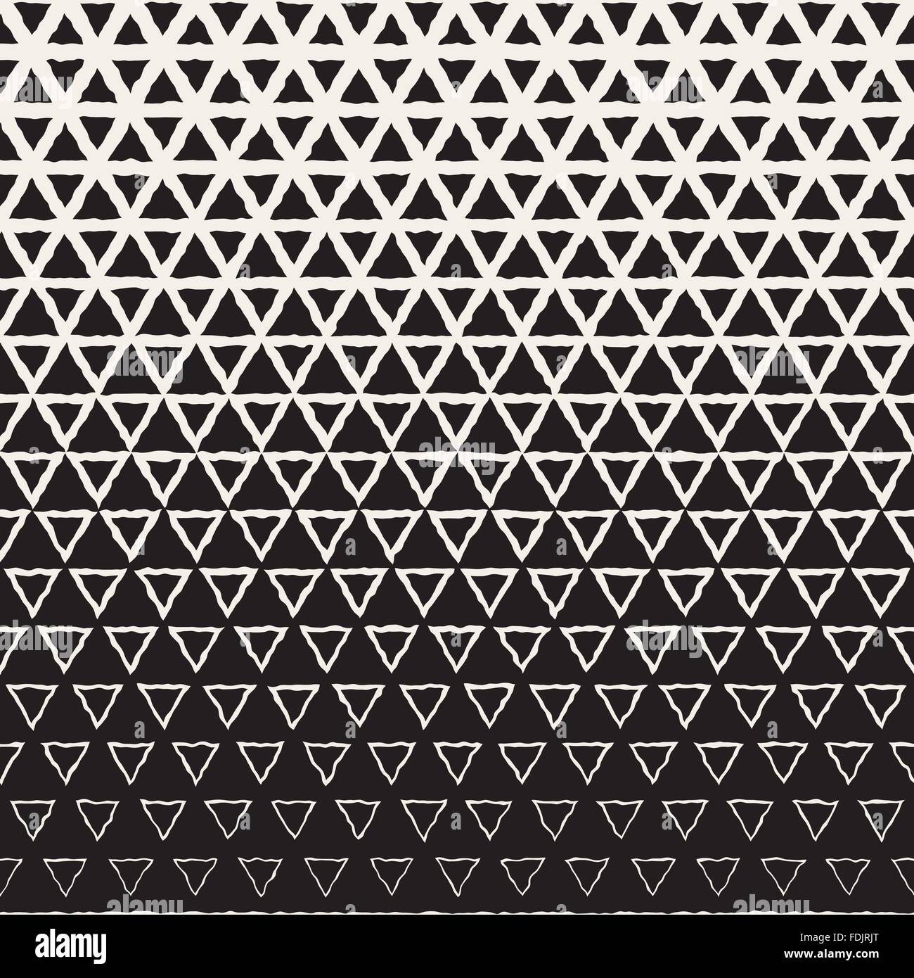 Vector Seamless Black And White Hand Painted Line Geometric Triangles Halftone Gradient Pattern ...