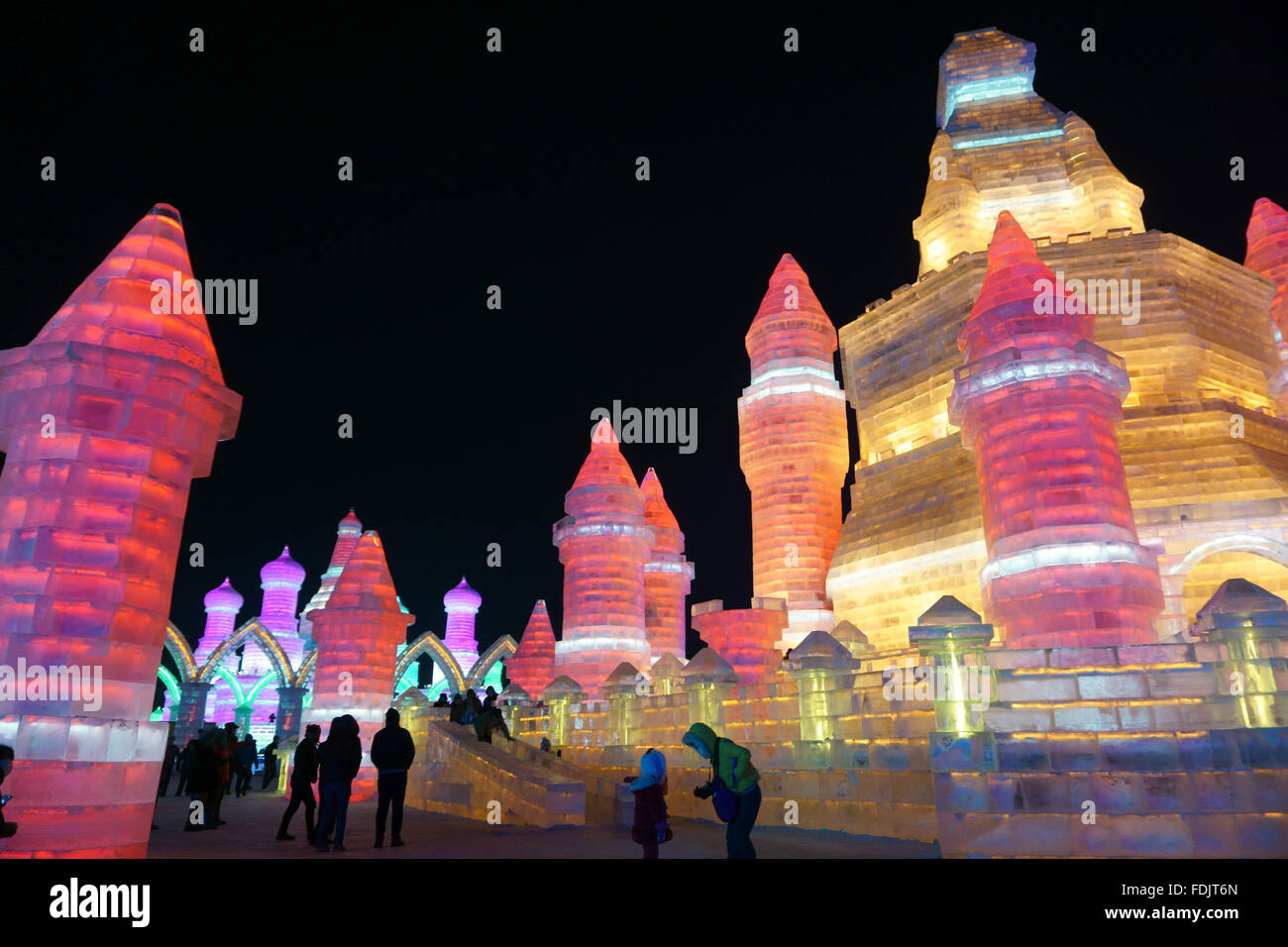 night scene of ice carving Stock Photo - Alamy