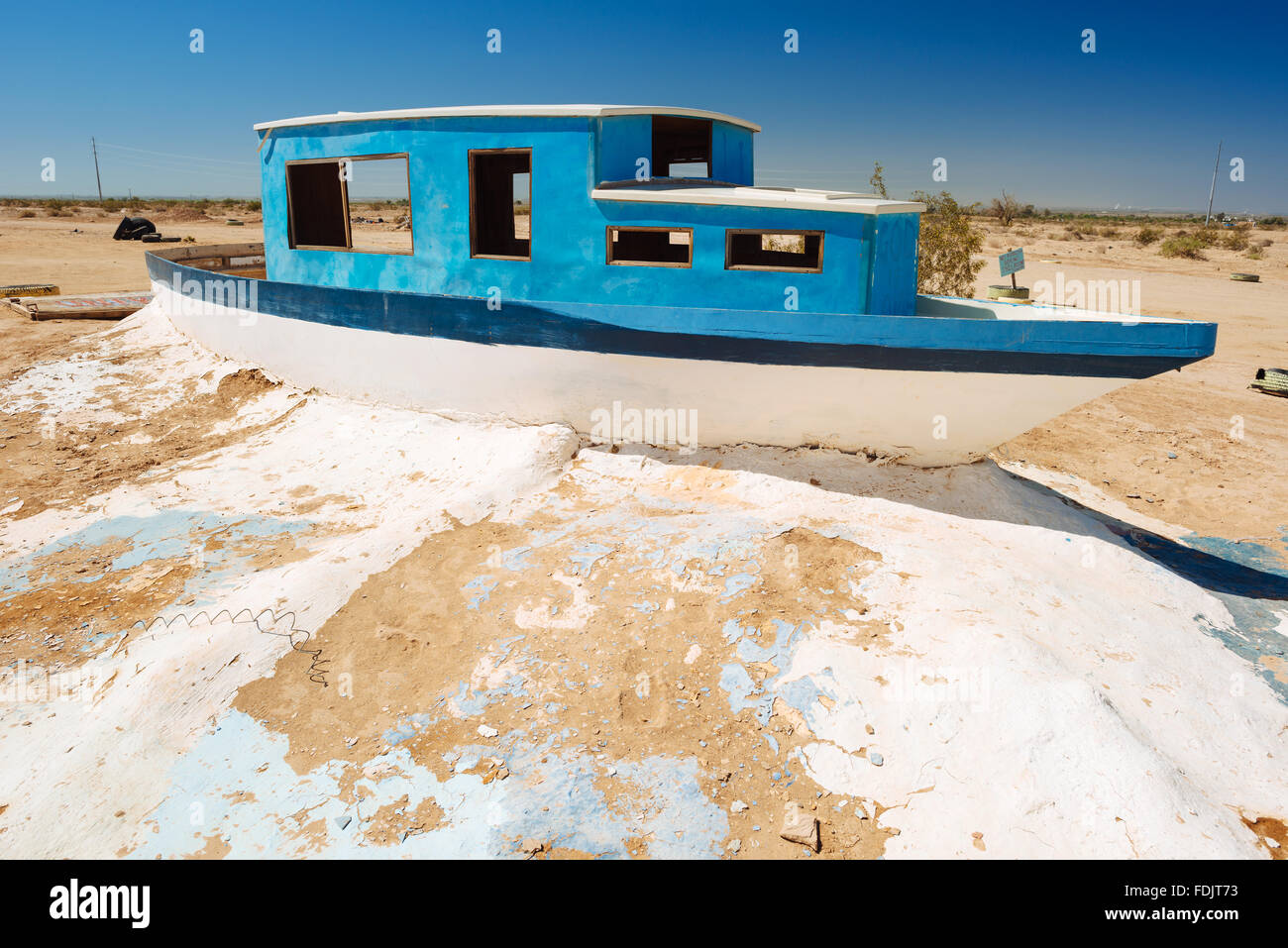 A boat in the middle of the desert, in Slab City, California Stock ...