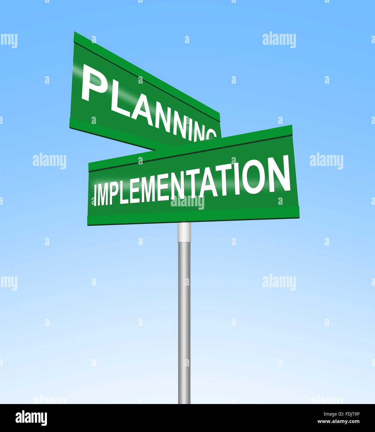 Planning and Implementation Road Signs Stock Photo - Alamy