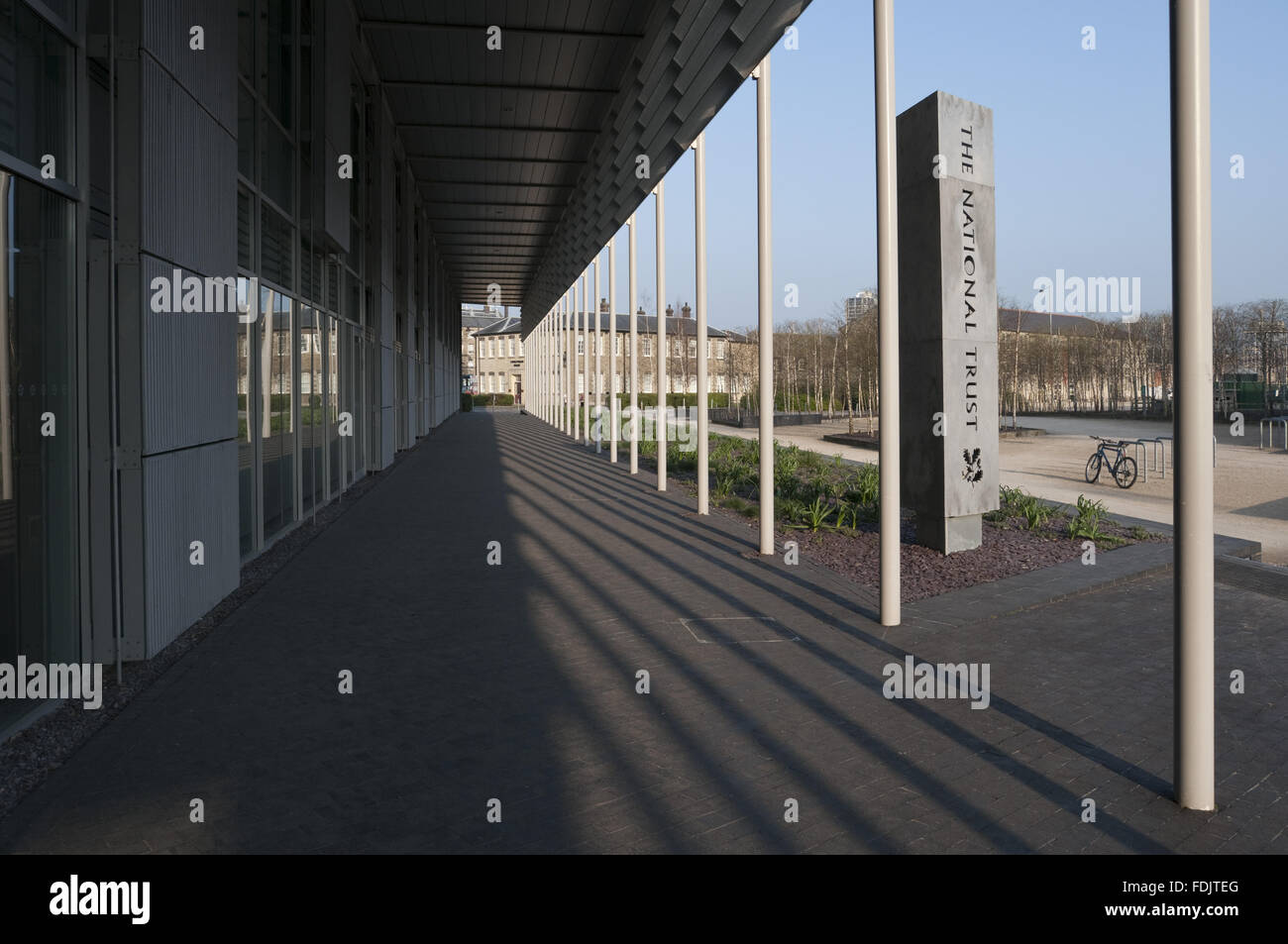 A view along the colonnaded front facade at Heelis, the central office ...