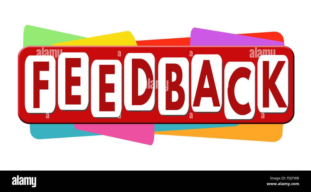 Feedback banner or label for business promotion on white background ...