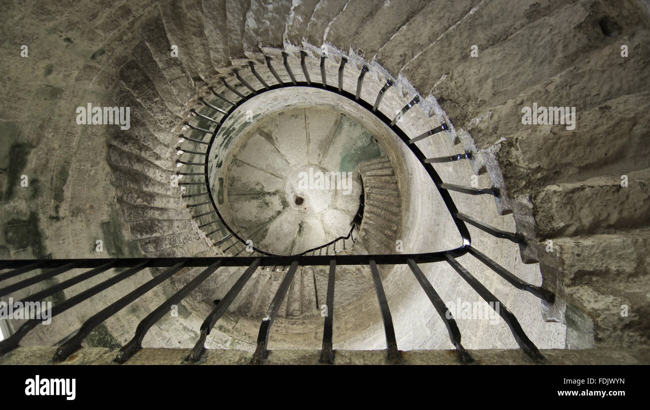 Spiral staircase inside the Old Light, the lighthouse designed by ...