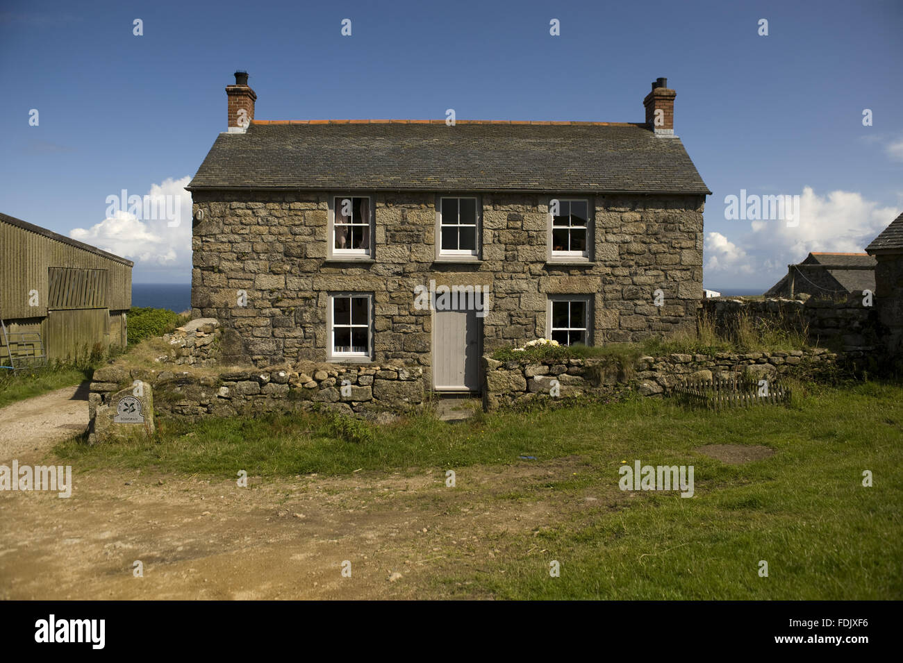 The farmhouse at Bosigran Farm, on the West Penwith coast, Cornwall ...