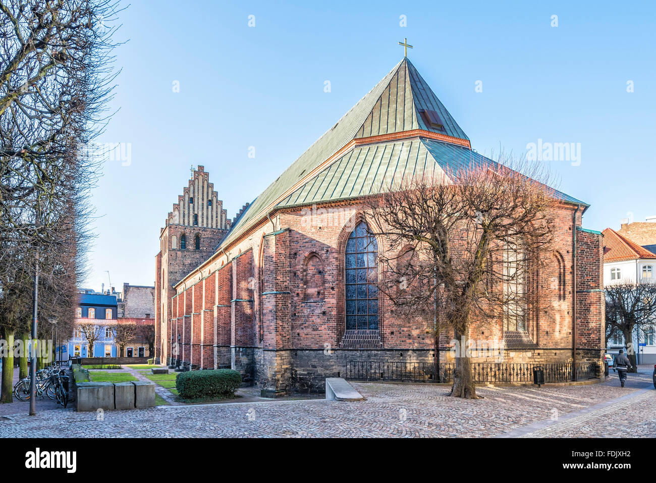 The saint maria church in the city of Helsingborg in the winter season ...
