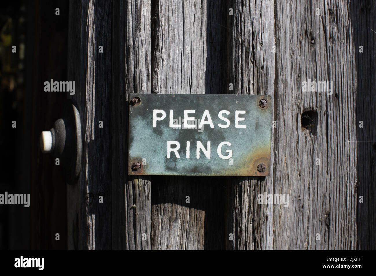 Doorbell and "Please Ring" notice at Smallhythe Place, the home of ...